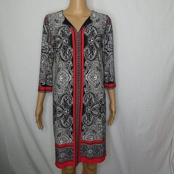 Sandra Darren | Dresses | Sandra Darren Paisleyfloral 34 Sleeve Sheath ...